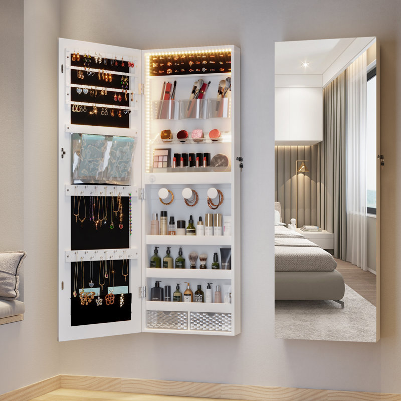 Orren Ellis Wall Mounted Jewellery Armoire with Mirror Reviews Wayfair Canada